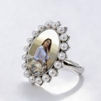 China Sublimation Pearl Finger Ring Fashion Blank Photo Finger Ring Diy Custom for sale