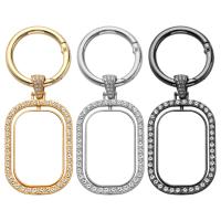 China Double-Sided Blank Sublimation Rotary Keychain With Rhinestone Rectangle Metal Key Rings Gold Silver Black Keychains for sale