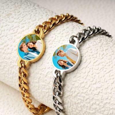 China Stainless Steel Sublimation charm Bracelet Blanks Custom DIY Fashion Silver Gold Bracelets Idea For Small Gifts Daily Wear for sale
