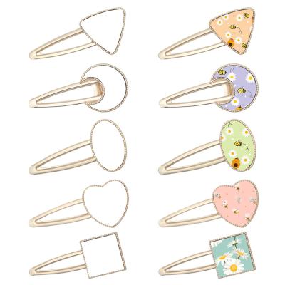 China DIY Sublimation Hair Clip Blanks 11 Shapes Gold Hairpin Personalized Gift Hairclips Hair Accessories For Girls for sale