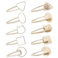 China DIY Sublimation Hair Clip Blanks 11 Shapes Gold Hairpin Personalized Gift Hairclips Hair Accessories For Girls for sale