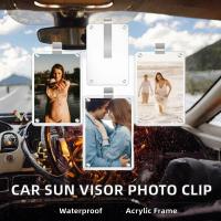 China Sublimation Blanks Magnetic Acrylic Car Sun Visor Photo Clip For Souvenir Gifts for sale