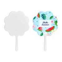 China Summer Promotional Items Double-Sides Printing Blank PET Plastic Sublimation Hand Fans for sale