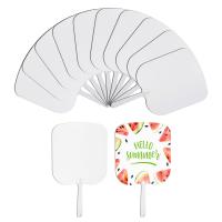 China Summer Promotional Items Double-Sides Printing Blank PET Plastic Sublimation Hand Fans for sale