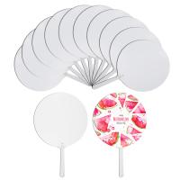 China Summer Promotional Items Double-Sides Printing Blank PET Plastic Sublimation Hand Fans for sale