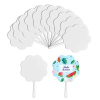 China Summer Promotional Items Double-Sides Printing Blank PET Plastic Sublimation Hand Fans for sale