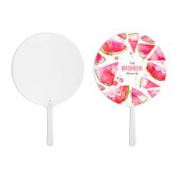 China Summer Promotional Items Double-Sides Printing Blank PET Plastic Sublimation Hand Fans for sale