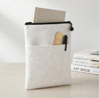 China Double-Sided Blank Sublimation Cotton Linen Book Cover Custom Protective Dustproof Book Bag Storage Bag With Zipper for sale