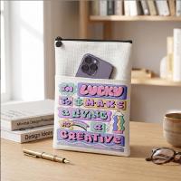 China Double-Sided Blank Sublimation Cotton Linen Book Cover Custom Protective Dustproof Book Bag Storage Bag With Zipper for sale