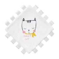 China Baby Gift Ideas Personalized 3D Dot Minky Taggy Blanket Knitted Animal Pattern Sublimation Plush Blanket With Ribbon Tags for sale