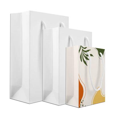 China Custom Sublimation Gift Bags Eco-Friendly White Cardboard Shopping Bags With Handle A5 A4 A3 Size Sublimation Wedding Party Bag for sale