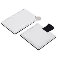 China Creative Sublimation Blank PU Case Stainless Steel Mirror Sublimation Pocket Makeup Mirror for sale