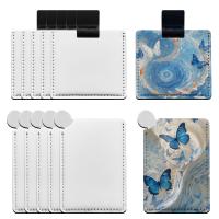 China Creative Sublimation Blank PU Case Stainless Steel Mirror Sublimation Pocket Makeup Mirror for sale