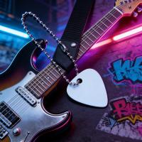 China Double Sided Metal Sublimation Guitar Pick With Chain personalized guitar picks for sale