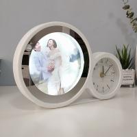 China Sublimation Blank Magic Mirror Photo Frame With Clock For Gifts And Decorations for sale