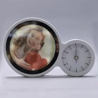 China Sublimation Blank Magic Mirror Photo Frame With Clock For Gifts And Decorations for sale
