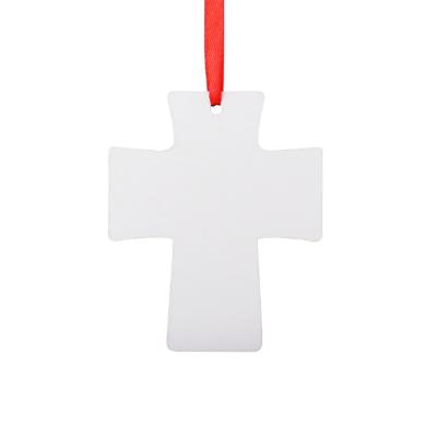 China Personalized Memorial Sublimation MDF Cross Ornaments Eco-Friendly Custom Logo Christmas Ornaments for sale