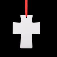 China Personalized Memorial Sublimation MDF Cross Ornaments Eco-Friendly Custom Logo Christmas Ornaments for sale
