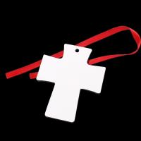 China Personalized Memorial Sublimation MDF Cross Ornaments Eco-Friendly Custom Logo Christmas Ornaments for sale
