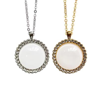 China Round And Heart Sublimation Crystal Necklace Valentine'S Day Supplies Creative Sublimation Jewellery for sale