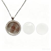China Round And Heart Sublimation Crystal Necklace Valentine'S Day Supplies Creative Sublimation Jewellery for sale