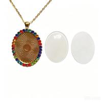 China Round And Heart Sublimation Crystal Necklace Valentine'S Day Supplies Creative Sublimation Jewellery for sale