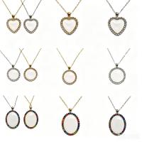 China Round And Heart Sublimation Crystal Necklace Valentine'S Day Supplies Creative Sublimation Jewellery for sale