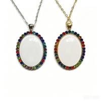 China Round And Heart Sublimation Crystal Necklace Valentine'S Day Supplies Creative Sublimation Jewellery for sale