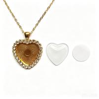 China Round And Heart Sublimation Crystal Necklace Valentine'S Day Supplies Creative Sublimation Jewellery for sale