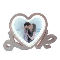 China Home Decoration Plastic Heart Shape Sublimation Blank LED Magic Mirror Photo Frame For Lovers for sale