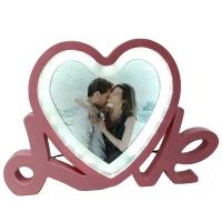 China Home Decoration Plastic Heart Shape Sublimation Blank LED Magic Mirror Photo Frame For Lovers for sale
