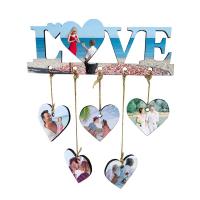 China Custom Valentine'S Photo Frame Printable Love Heart Shape Sublimation MDF Photo Hanging Board Home Decoration for sale