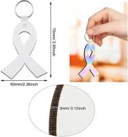 China Diy Printing Ribbon Shape Sublimation MDF Keychain Custom Photo Keychain Gift for sale