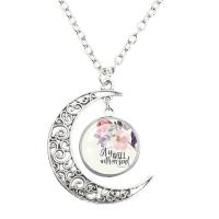 China Moon Shape Sublimation Necklace Blanks Custom Photo Necklace for sale