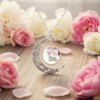 China Moon Shape Sublimation Necklace Blanks Custom Photo Necklace for sale