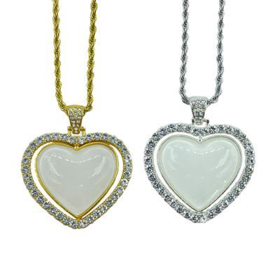 China Rotary Heart Sublimation Crystal Necklace Personalised Photo Necklace for sale