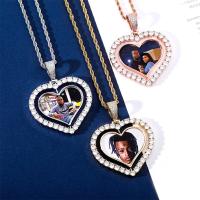 China Rotary Sublimation Heart Necklace Picture Necklace For Women for sale