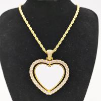 China Rotary Sublimation Heart Necklace Picture Necklace For Women for sale