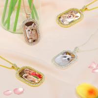 China Double-Sided Metal Square Shape Sublimation Rotary Necklace Blanks Jewelery Gift for sale