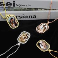 China Double-Sided Metal Square Shape Sublimation Rotary Necklace Blanks Jewelery Gift for sale
