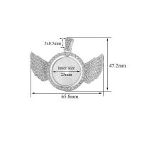 China Rotary Angel Wing Sublimation Necklace Photo Printing Sublimation Wing Necklace Round And Heart Shape for sale