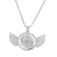 China Rotary Angel Wing Sublimation Necklace Photo Printing Sublimation Wing Necklace Round And Heart Shape for sale