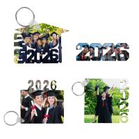 China 2026 Graduation MDF Keychain Sublimation Blanks Custom Senior Keyring Student Graduation Season Gifts for sale