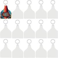 China Double Sided Sublimation Blank Cow Ear Tag MDF Keychains for sale