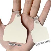 China Double Sided Sublimation Blank Cow Ear Tag MDF Keychains for sale