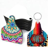 China Double Sided Sublimation Blank Cow Ear Tag MDF Keychains for sale