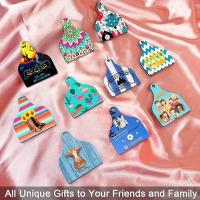 China Double Sided Sublimation Blank Cow Ear Tag MDF Keychains for sale
