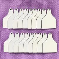 China Double Sided Sublimation Blank Cow Ear Tag MDF Keychains for sale