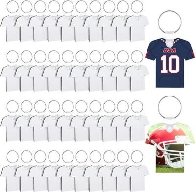 China Double-Sided MDF Heat Transfer Football T-Shirt Key Chains Printable Sublimation Blank Keychains for sale