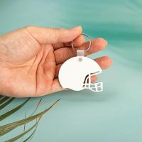 China Sublimation Football Helmet Mdf Keyring Blanks Double Sided Custom Wooden Keychain for sale